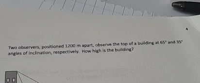 Two observers, positioned 1200m ﻿apart, observe the | Chegg.com