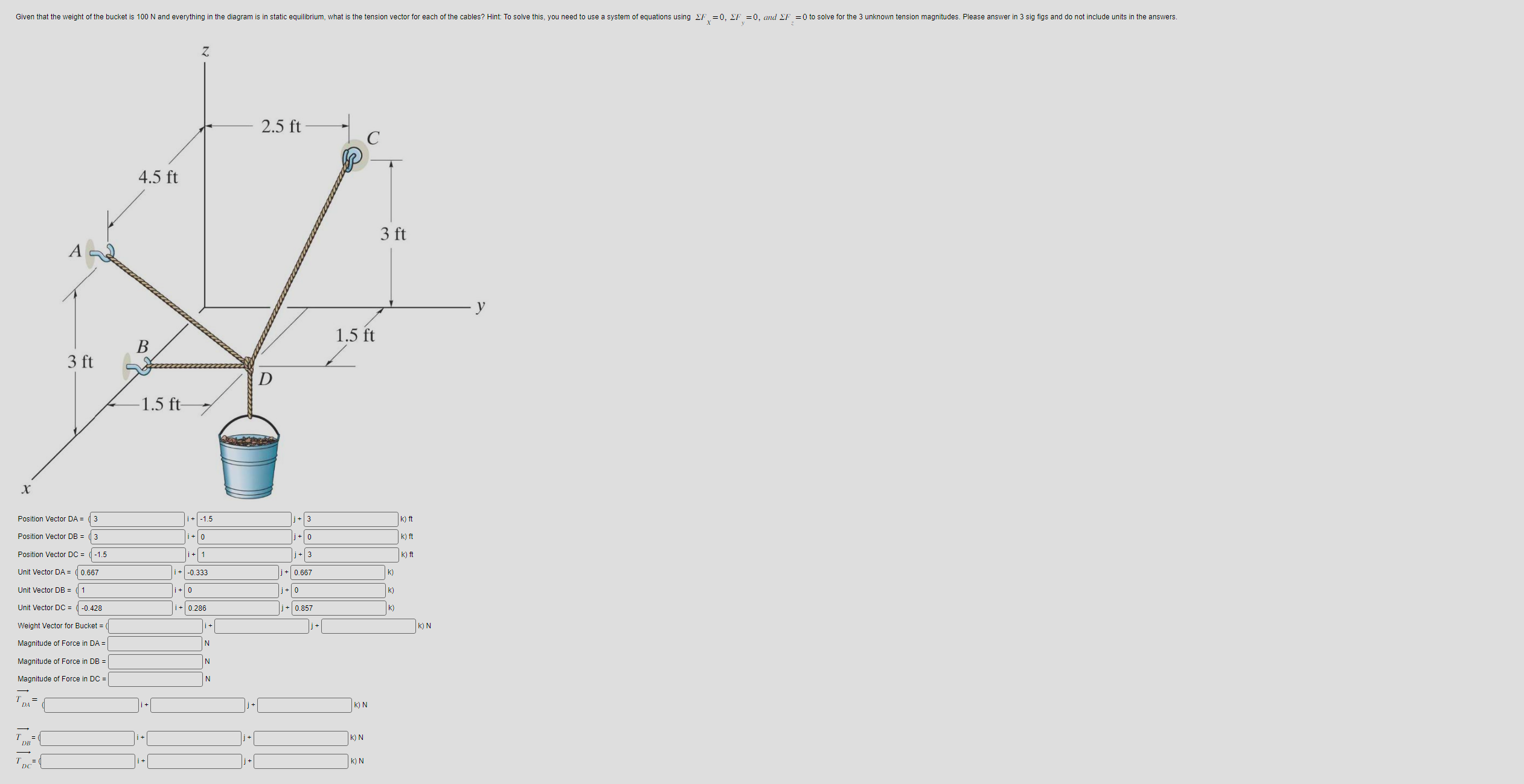 Solved Given that the weight of the bucket is 100 ﻿N and | Chegg.com