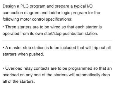 Design a PLC program and prepare a typical I/O | Chegg.com