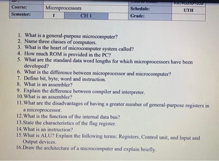 Solved 1. What is a general-purpose microcomputer? 2. Name | Chegg.com