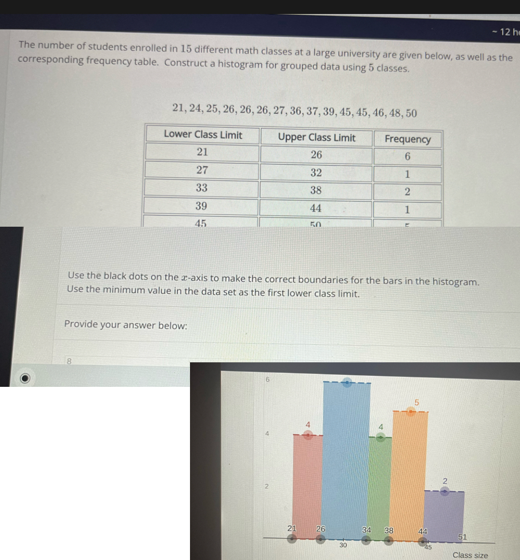 Solved The number of students enrolled in 15 ﻿different math | Chegg.com