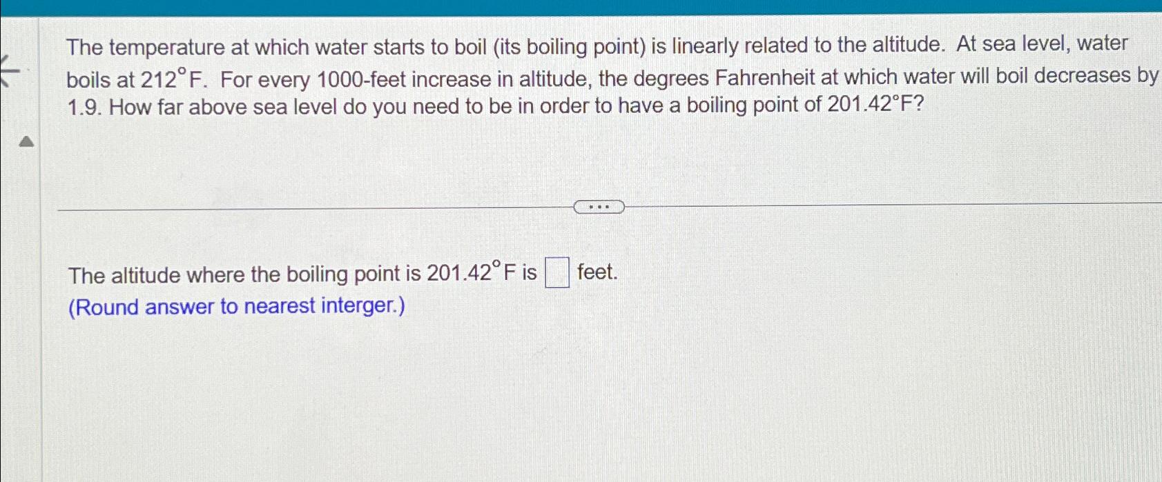 Solved The temperature at which water starts to boil (its | Chegg.com