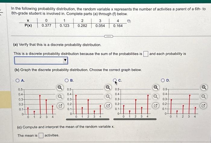 Solved In the following probability distribution, the random | Chegg.com