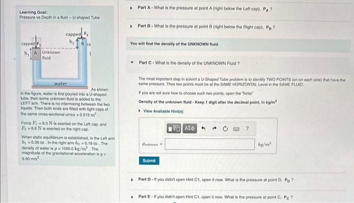 Solved Learning Goal: Part A - What is the pressure at point | Chegg.com