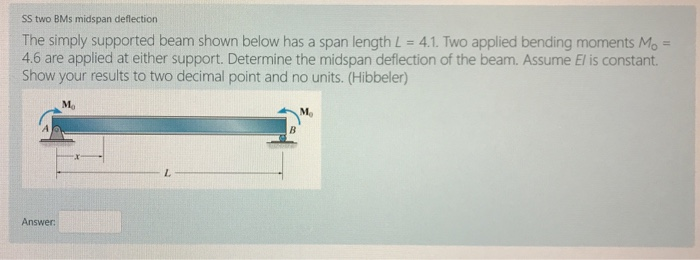 Solved SS two BMs midspan deflection The simply supported | Chegg.com