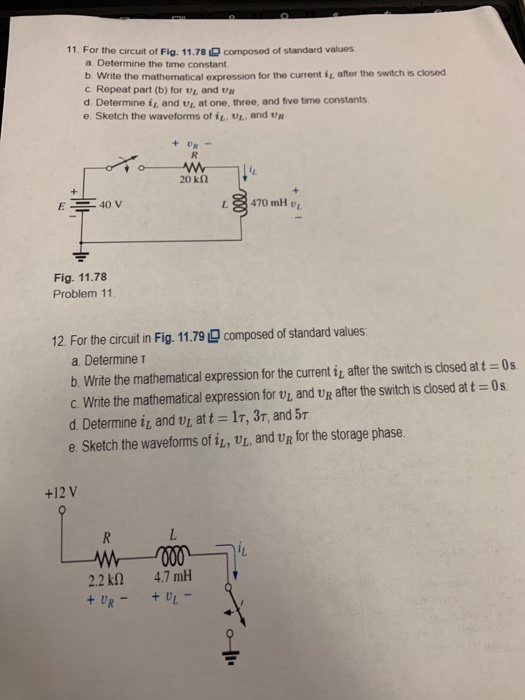 Solved 11. For the circuit of Fig. 11.78 D composed of | Chegg.com
