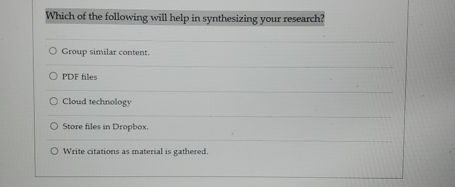 Solved Which of the following will help in synthesizing your | Chegg.com