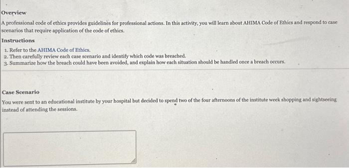 Solved Overview A professional code of ethics provides | Chegg.com