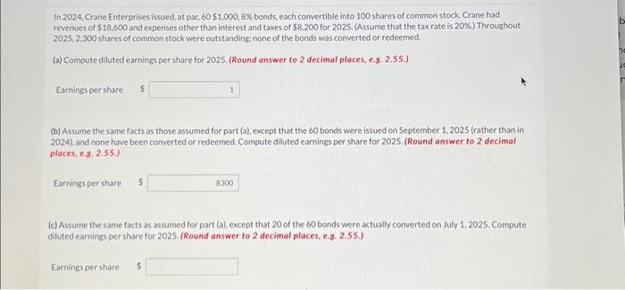 In 2024, Crane Enterprises issued, at par, | Chegg.com