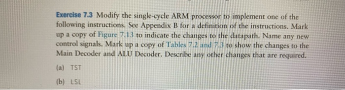 Modify the single-cycle ARM processor to implement | Chegg.com