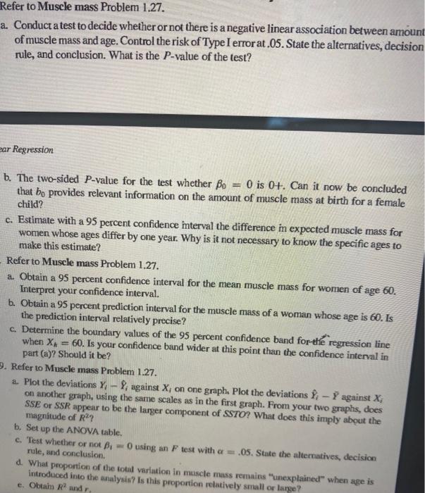 Solved 7. Muscle mass. A person's muscle mass is expected to | Chegg.com