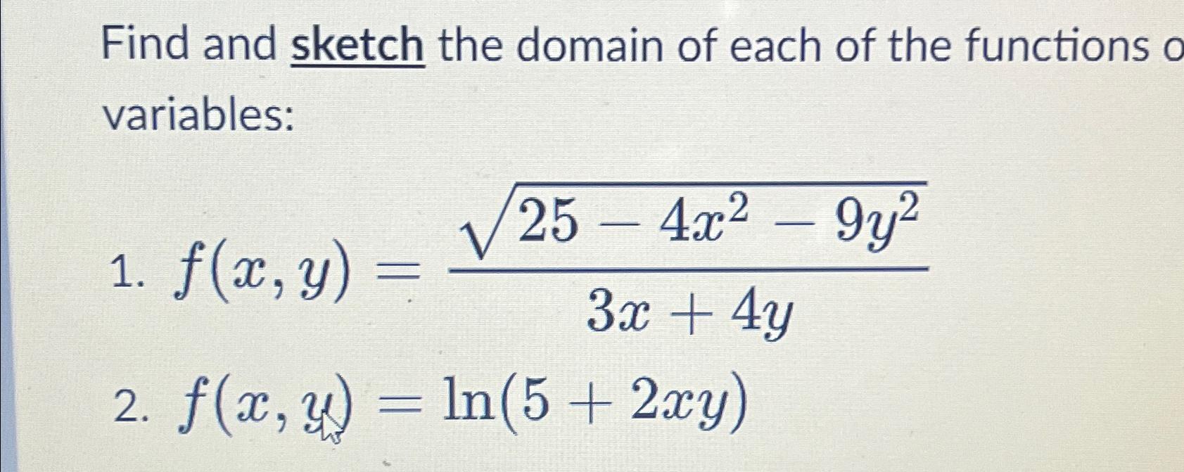 Solved Find and sketch the domain of each of the functions | Chegg.com