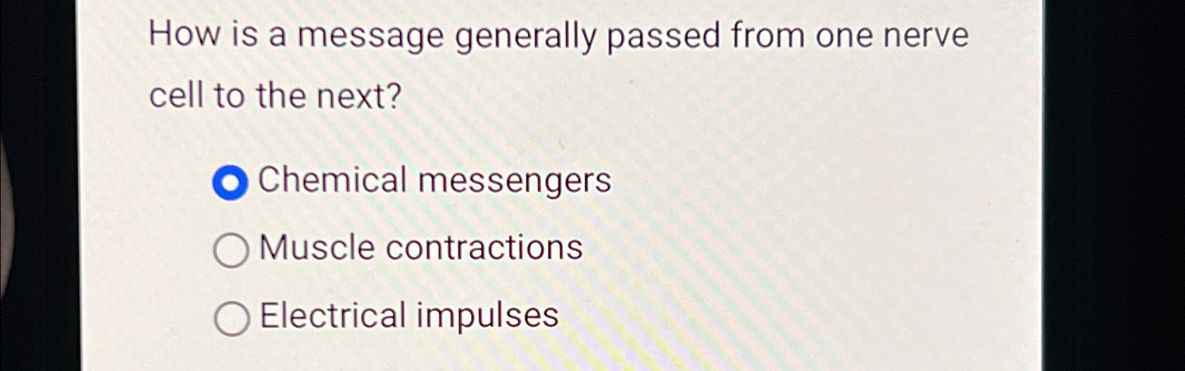Solved How is a message generally passed from one nerve cell | Chegg.com