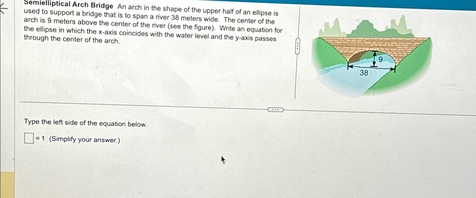 Semielliptical Arch Bridge An arch in the shape of | Chegg.com