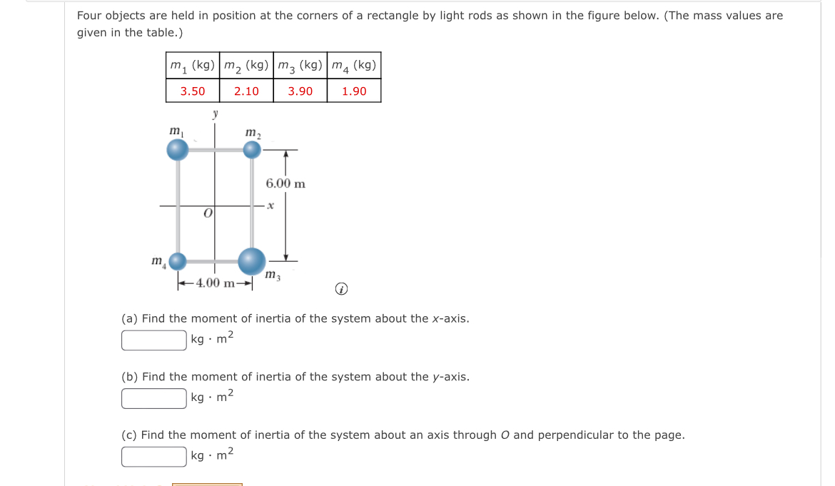 Solved Four objects are held in position at the corners of a | Chegg.com