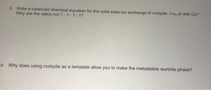 5. Write a balanced chemical equation for the | Chegg.com