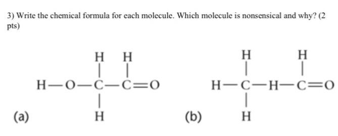 Solved 3) Write the chemical formula for each molecule. | Chegg.com