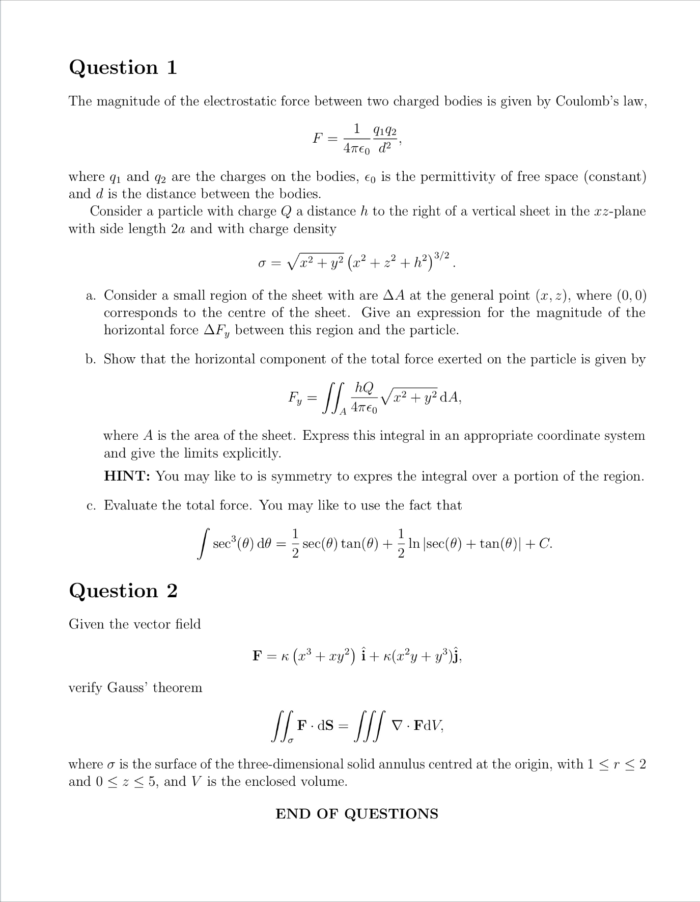Solved Question 1the Magnitude Of The Electrostatic Force