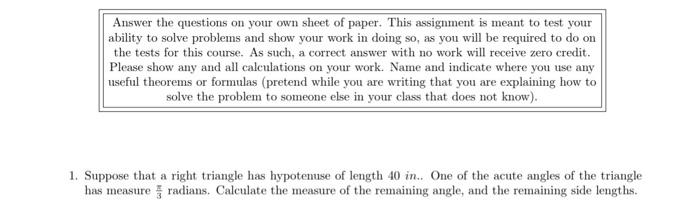 Solved Answer the questions on your own sheet of paper. This | Chegg.com