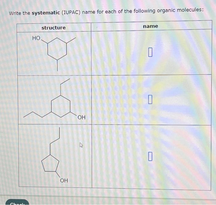 Solved Write the systematic (IUPAC) name for each of the | Chegg.com