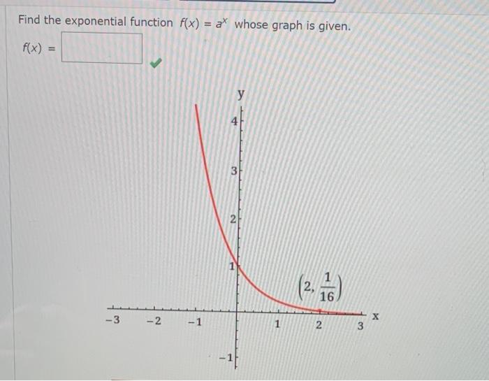 Solved Find the exponential function f(x)=ax whose graph is | Chegg.com
