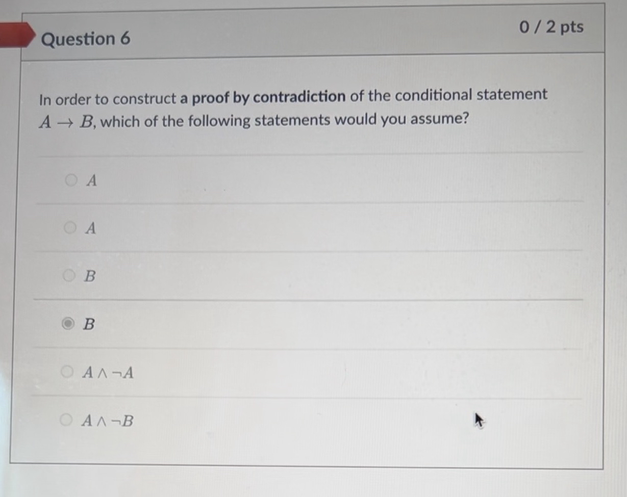 Solved Question 602 ﻿ptsIn order to construct a proof by | Chegg.com