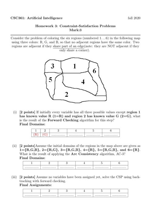 artificial intellegnce Constraint-Satisfaction | Chegg.com