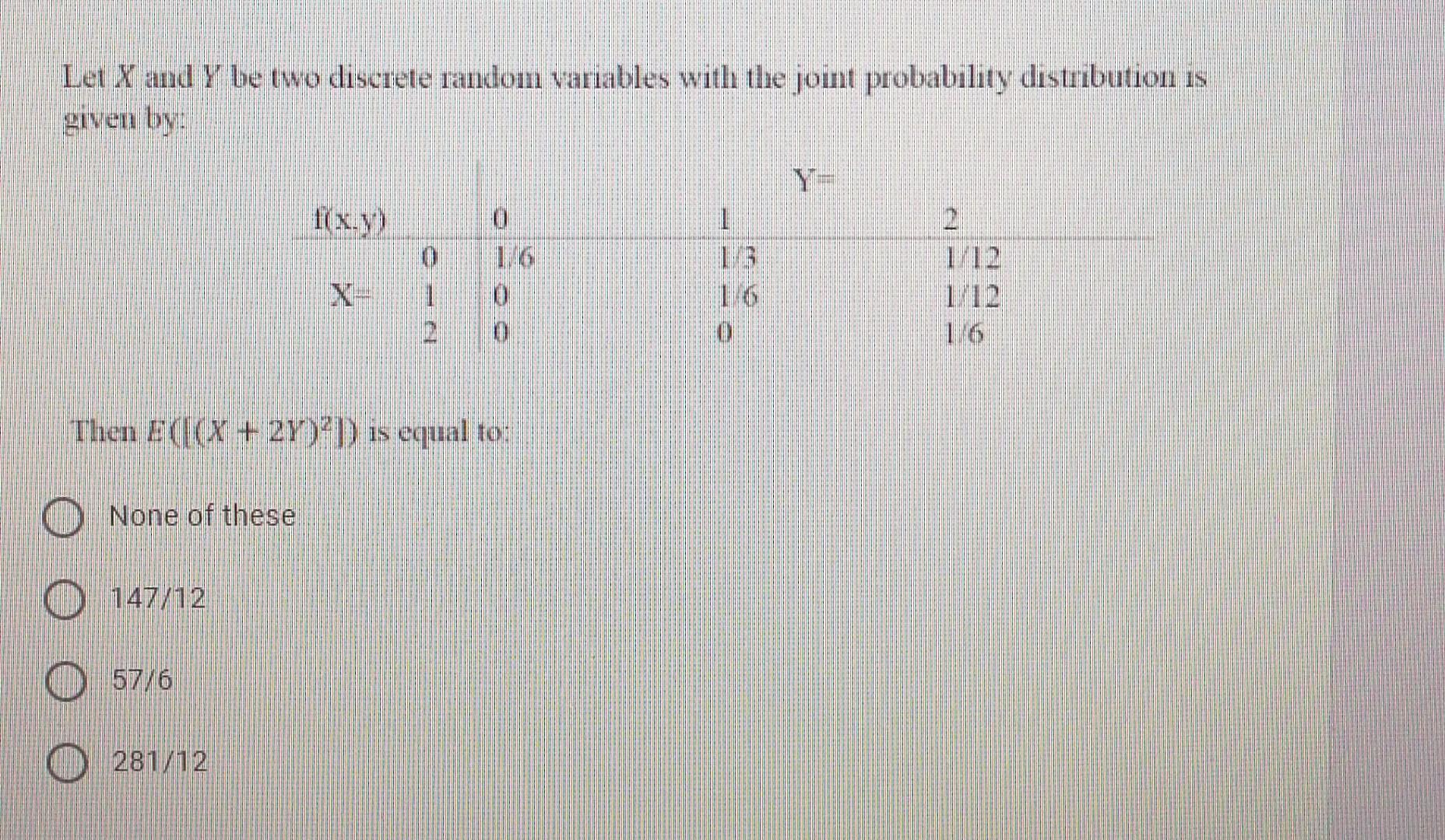 Solved Let X and Y be two discrete random variables with the | Chegg.com