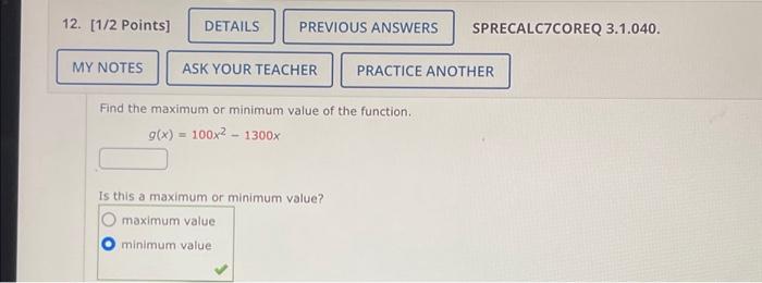 Solved 12. [1/2 Points] MY NOTES DETAILS PREVIOUS ANSWERS | Chegg.com