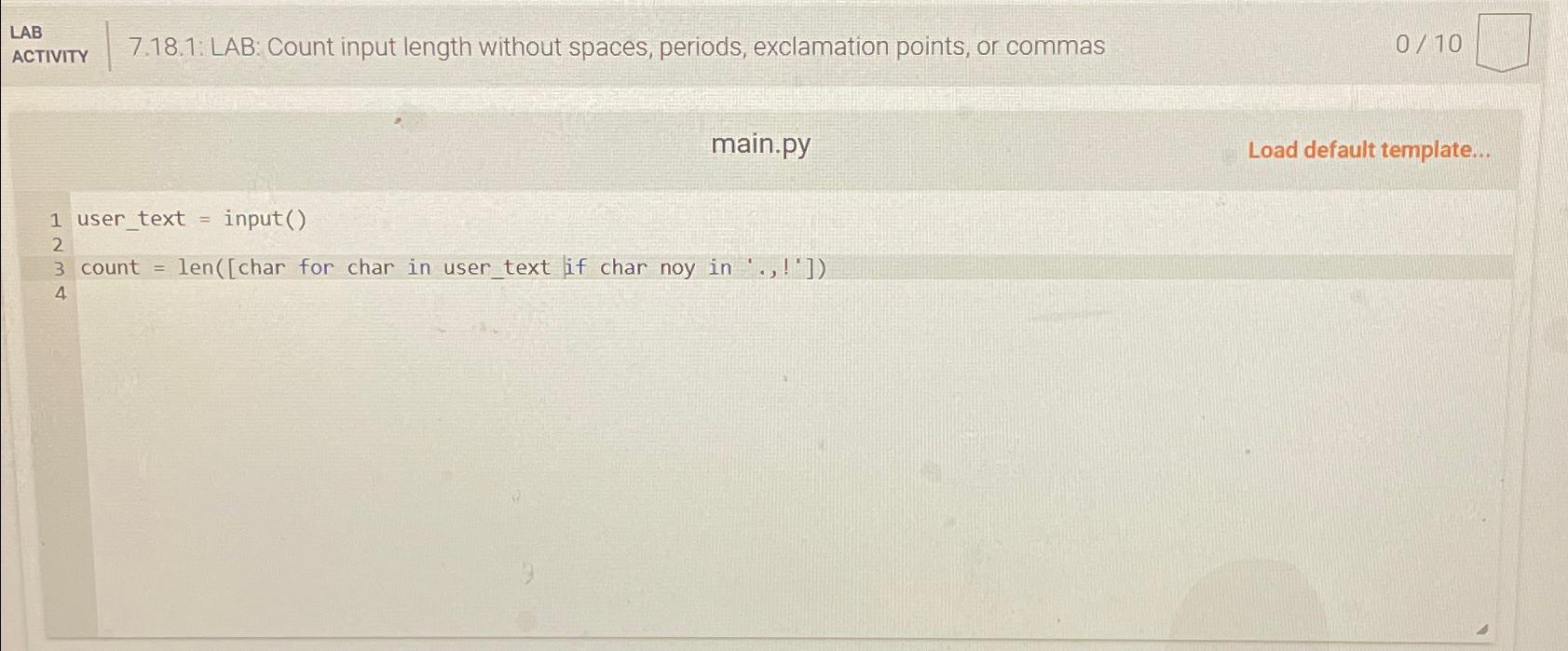 Solved Lab7181 Lab Count Input Length Without Spaces