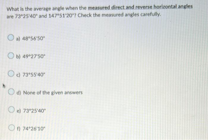 Solved What is the average angle when the measured direct | Chegg.com