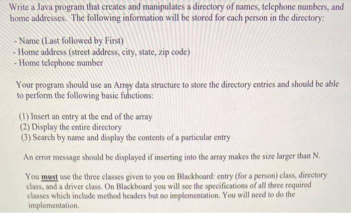 Write A Java Program That Creates And Manipulates A 