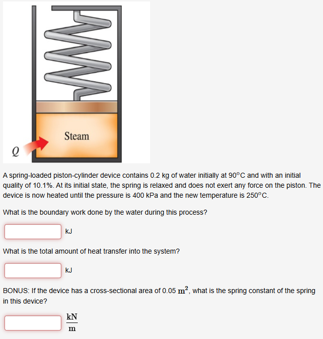 Solved A spring-loaded piston-cylinder device contains 0.2 | Chegg.com