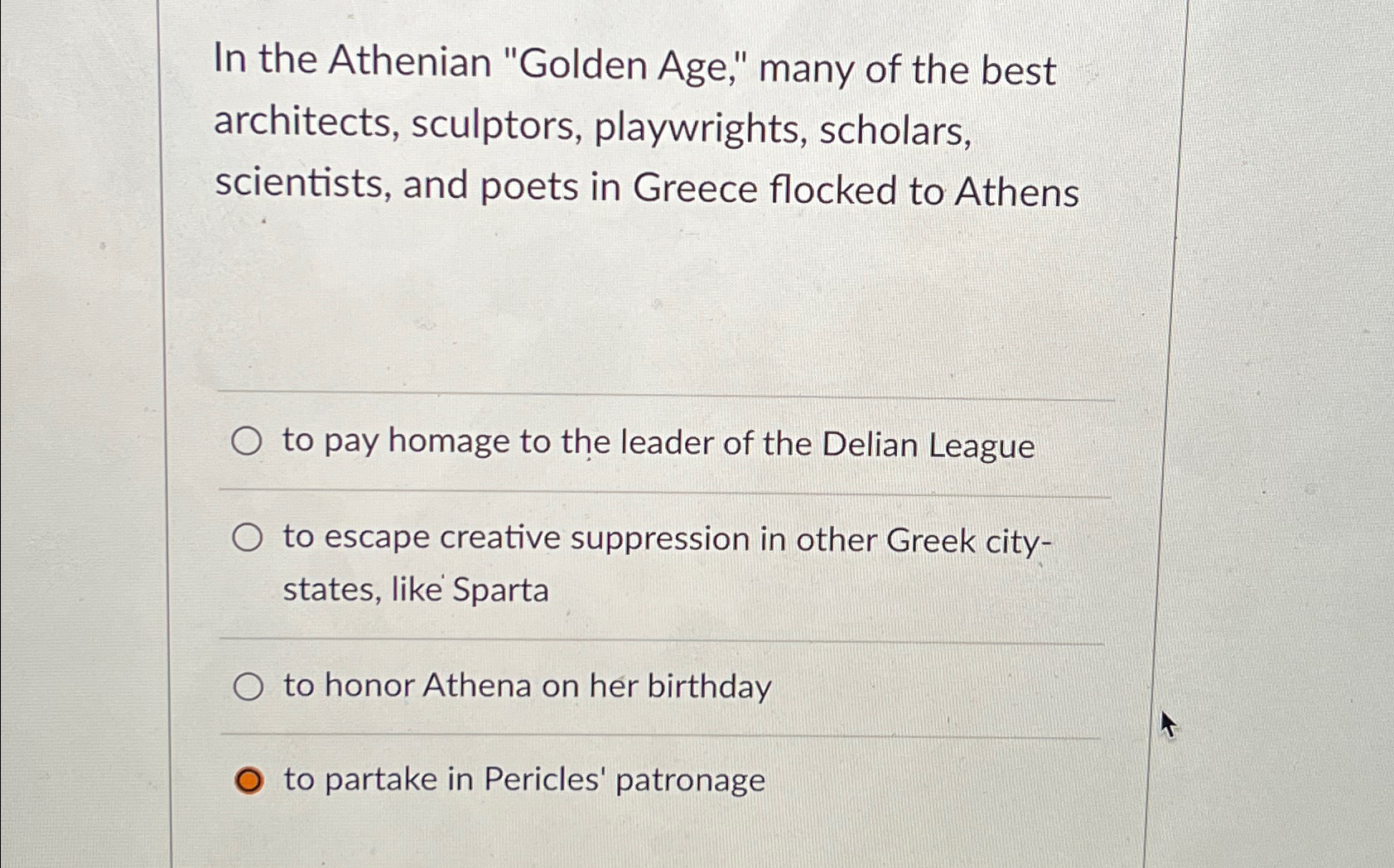 Solved In the Athenian "Golden Age," many of the best | Chegg.com