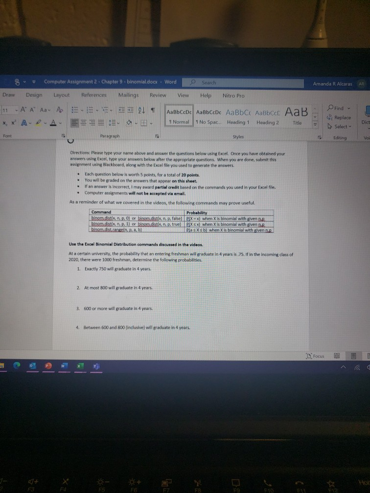 Solved - = Computer Assignment 2 - Chapter 9 - binomial.docx | Chegg.com