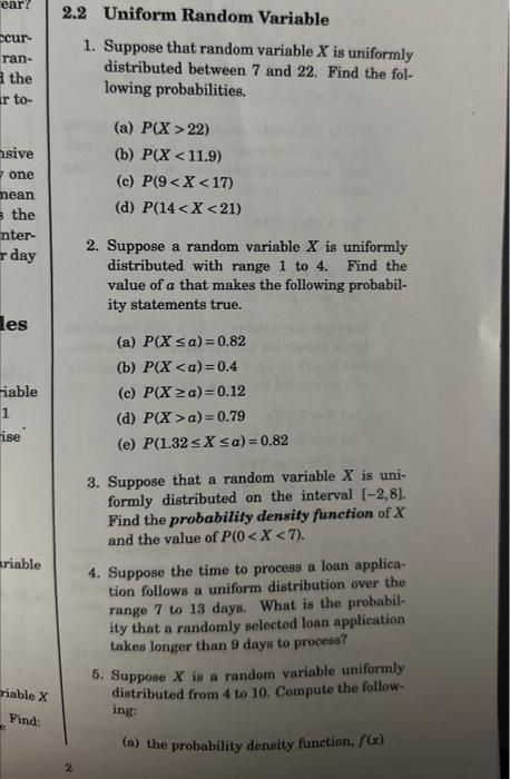Solved 1. Suppose that random variable X is uniformly | Chegg.com