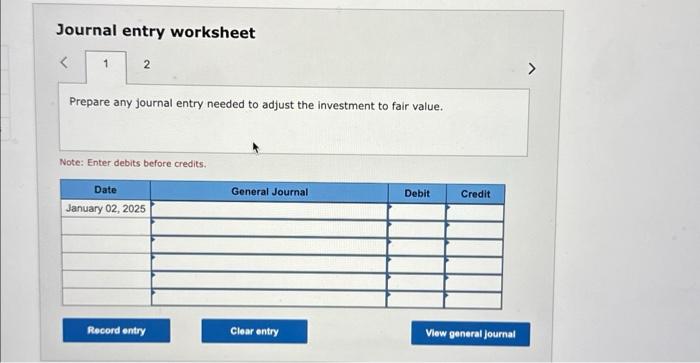 Solved Journal entry worksheet Prepare any journal entry | Chegg.com