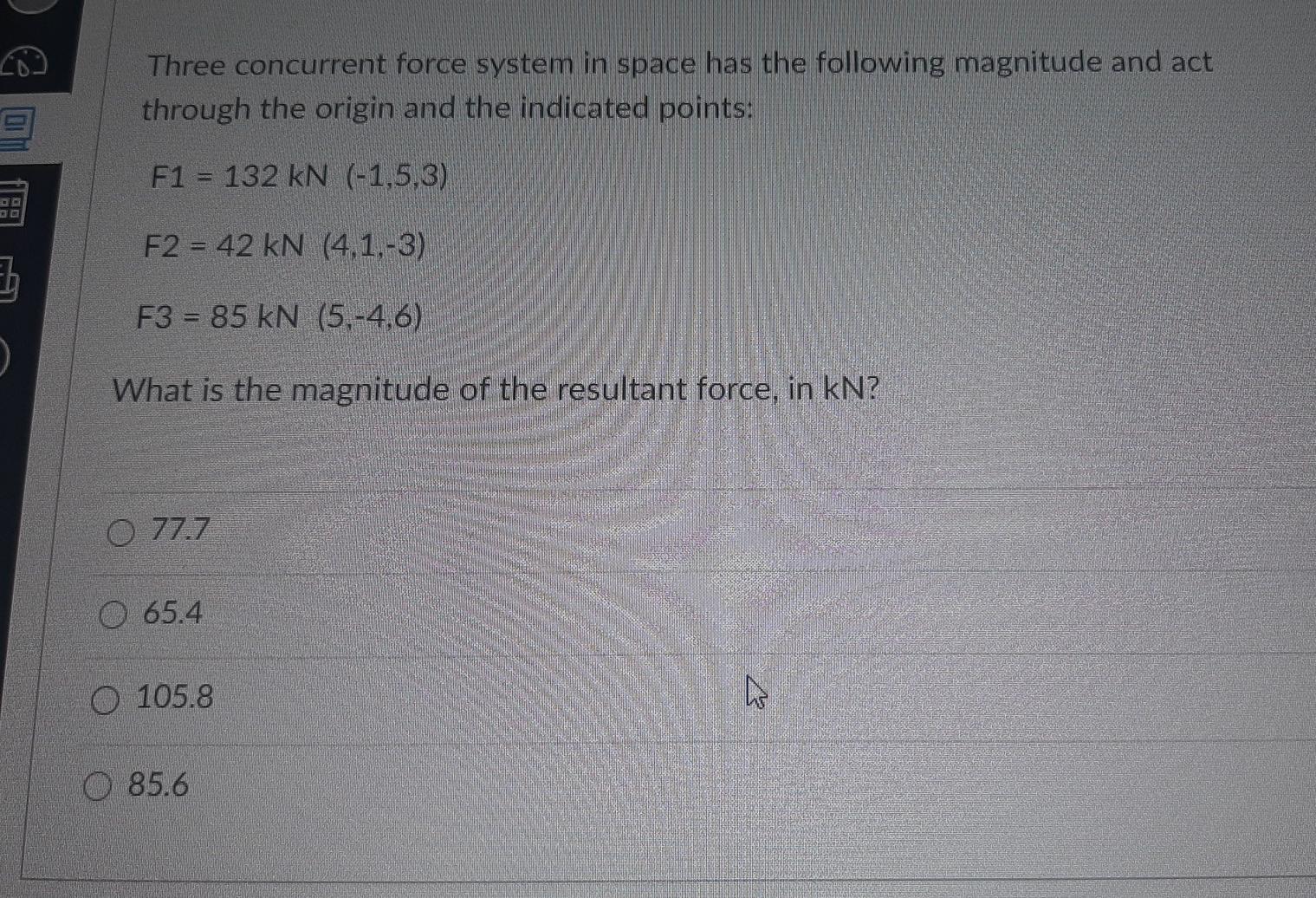 Solved Three concurrent force system in space has the | Chegg.com
