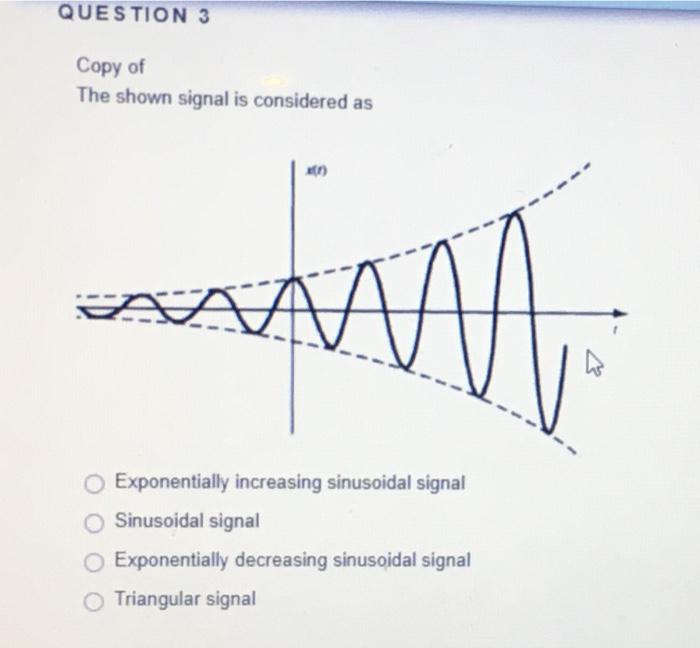 Solved QUESTION 3 Copy of The shown signal is considered as | Chegg.com