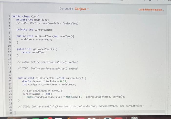 Solved 7.24 LAB: Car value (classes) Given main . complete | Chegg.com Solved 7.24 LAB: Car value (classes) Given main . complete | Chegg.com