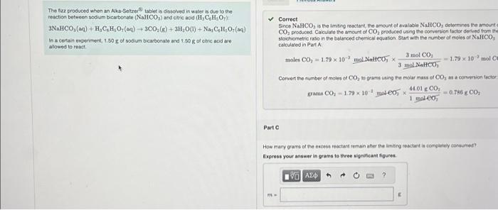 Solved The fizz produced when an Alka-Seltzer tablet is | Chegg.com