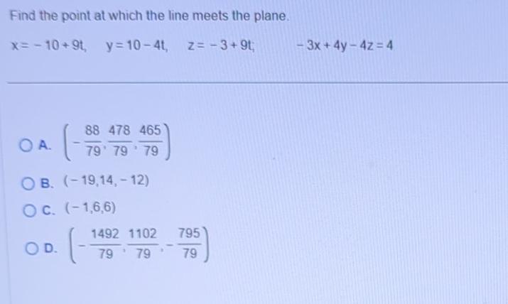 Solved Find the point at which the line meets the | Chegg.com