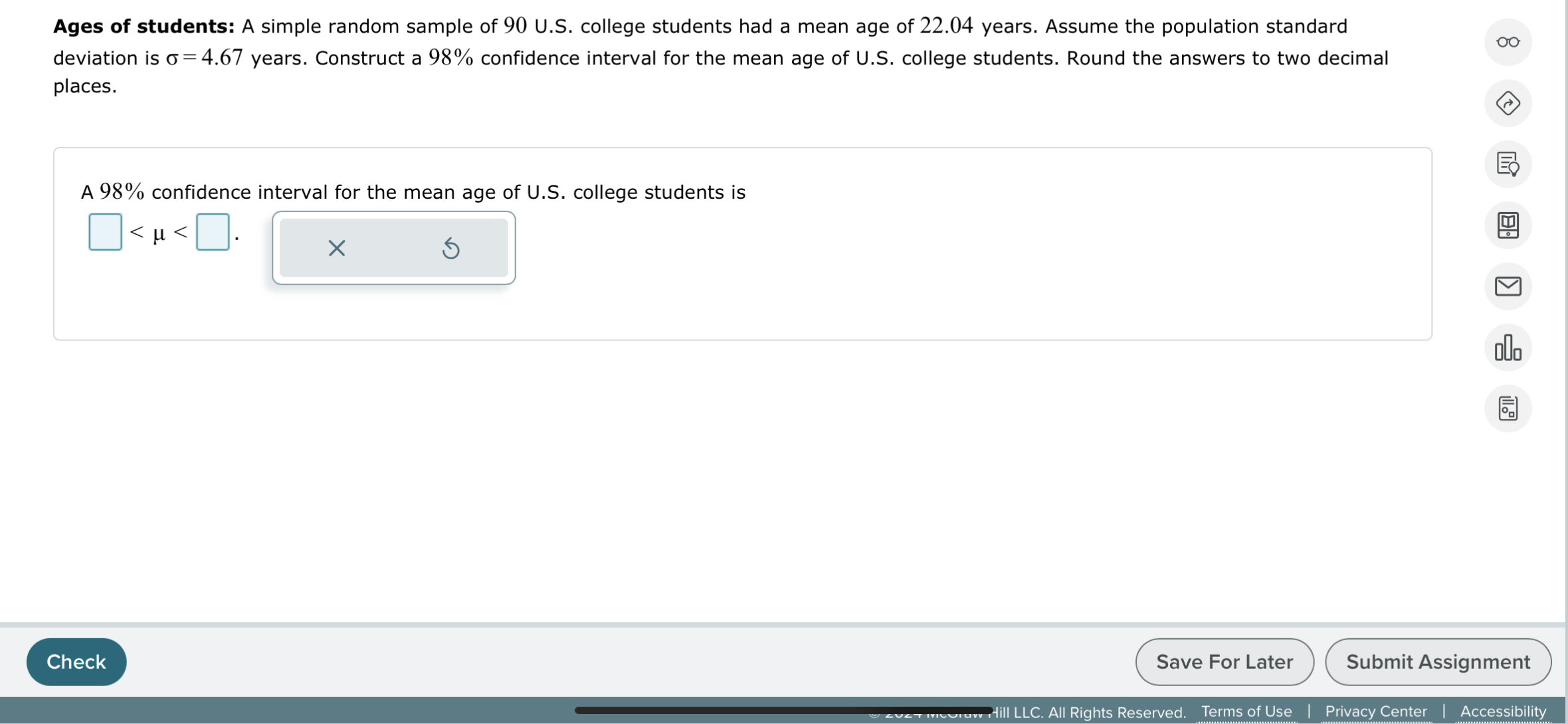 Solved Ages of students: A simple random sample of 90 ﻿U.S. | Chegg.com