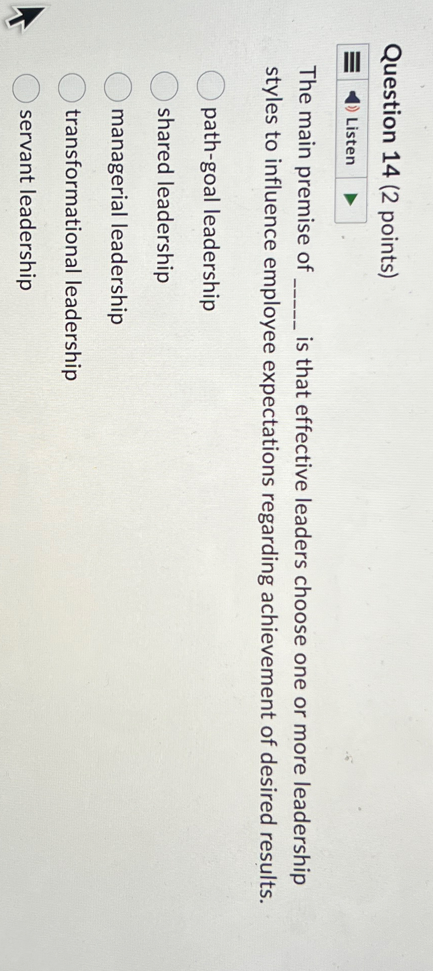 Solved Question 14 (2 ﻿points)The main premise of ﻿is that | Chegg.com