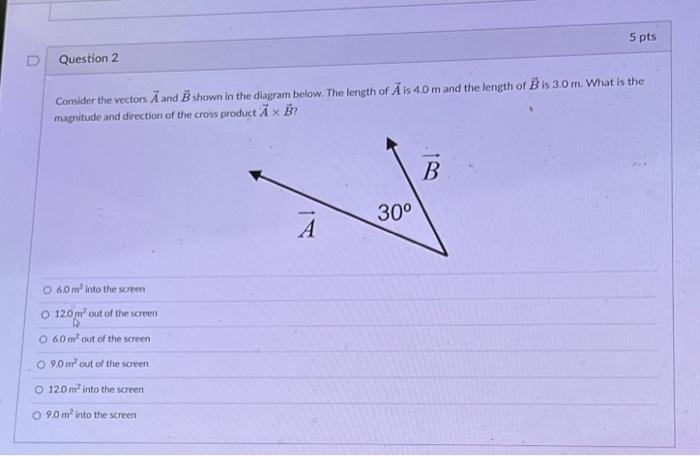 Solved Consider the vectors A and B shown in the diagram | Chegg.com