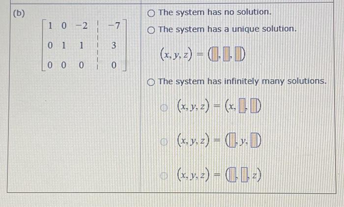 Solved Two augmented matrices for two linear systems in the | Chegg.com