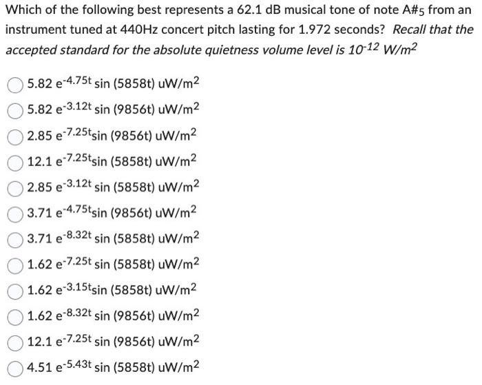 Solved Which of the following best represents a 62.1 dB | Chegg.com