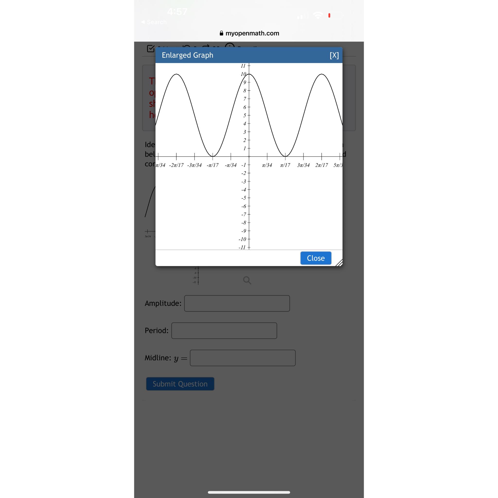 Solved Solve amplitude, period and midline | Chegg.com