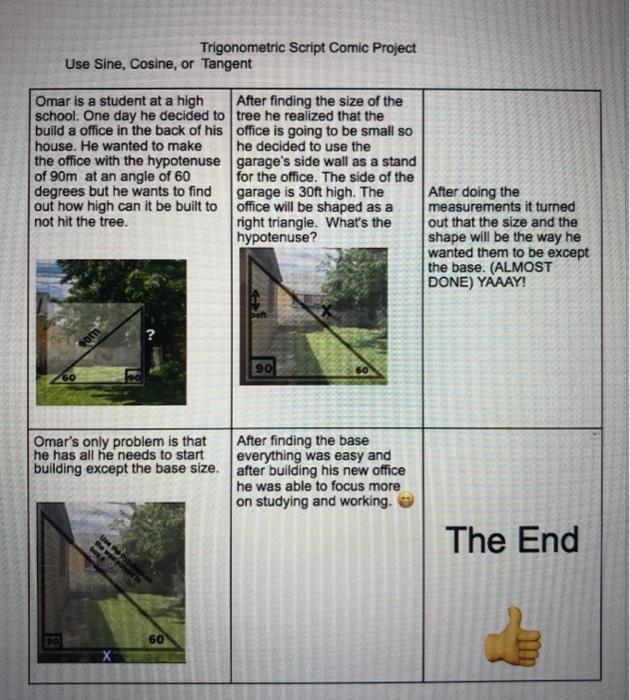 Solved Trigonometric Script Comic Project Use Sine, Cosine, | Chegg.com