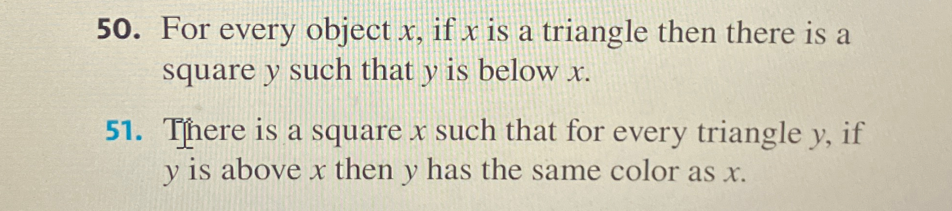 Solved For every object x, ﻿if x ﻿is a triangle then there | Chegg.com